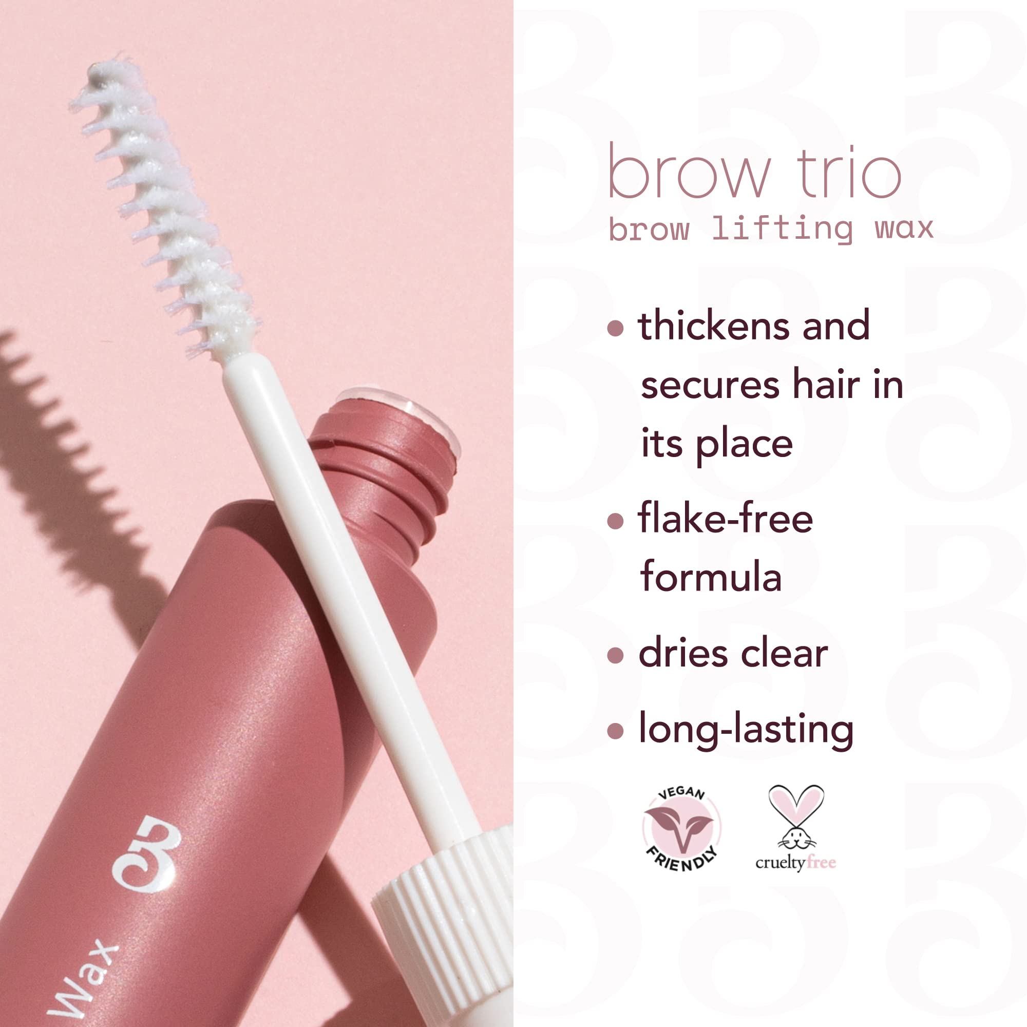 The Brow Trio™ (Trio Beauty) Brow Lifting Wax with Brow Lamination Effect | Flake Free Eyebrow Wax that Dries Clear | Brow Wax for Fluffy, Full Looking Eyebrows | Paraben Free Eyebrow Styling Wax