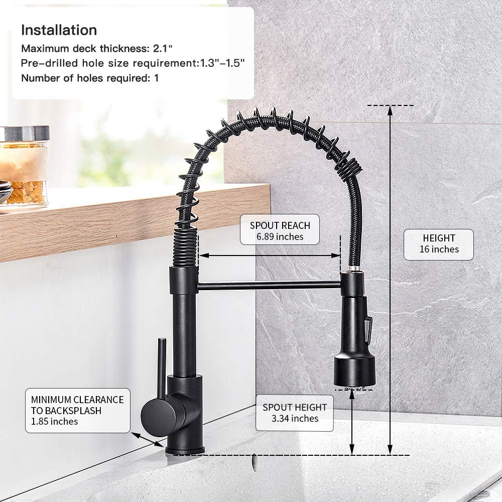 OWOFAN Matte Black Kitchen Sink Faucets Pull Down Sprayer with Deck Plate Product Bundles