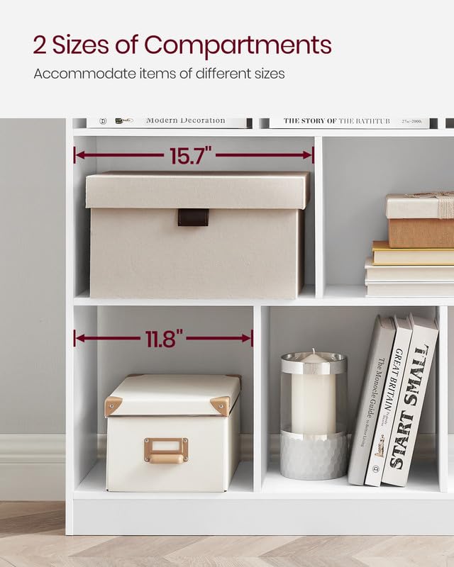 VASAGLE Bookshelf, Bookcase, Book Shelf, Storage Shelf, with 11 Storage Compartments, for Study, Bedroom, Living Room, White ULBC054T14