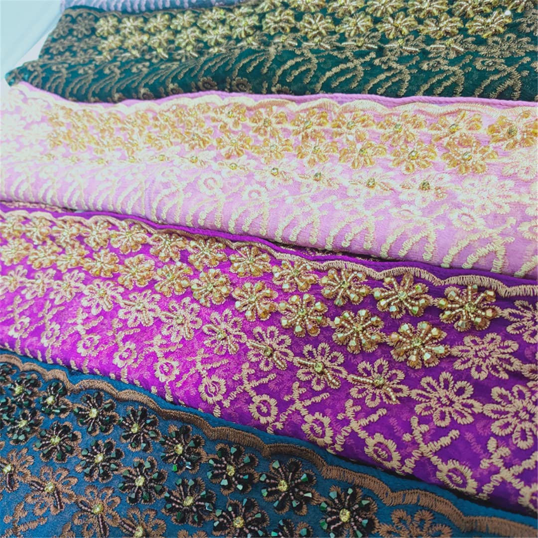 Muslim Luxury Silk Hijabs Embroidery Head Scarf Concealed Buckle Headscarf Diamond Head Wrap Arab Pink