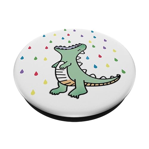 Rainbow Dinosaur Illustration Design Phone Popper PopSockets Standard PopGrip