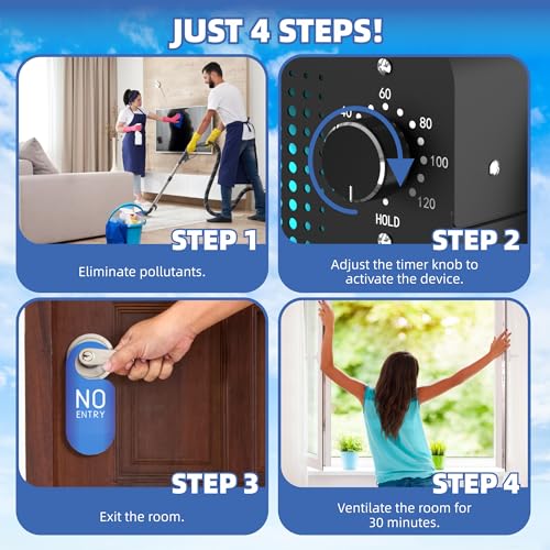 Qucship Ozone Generator 12,000mg/h - Commercial Ozone Machine, High Capacity Ozone Machine Odor Removal & Home Ozone Generator, Ideal for Home, Basement, Smoke, and Pet Room etc, Black