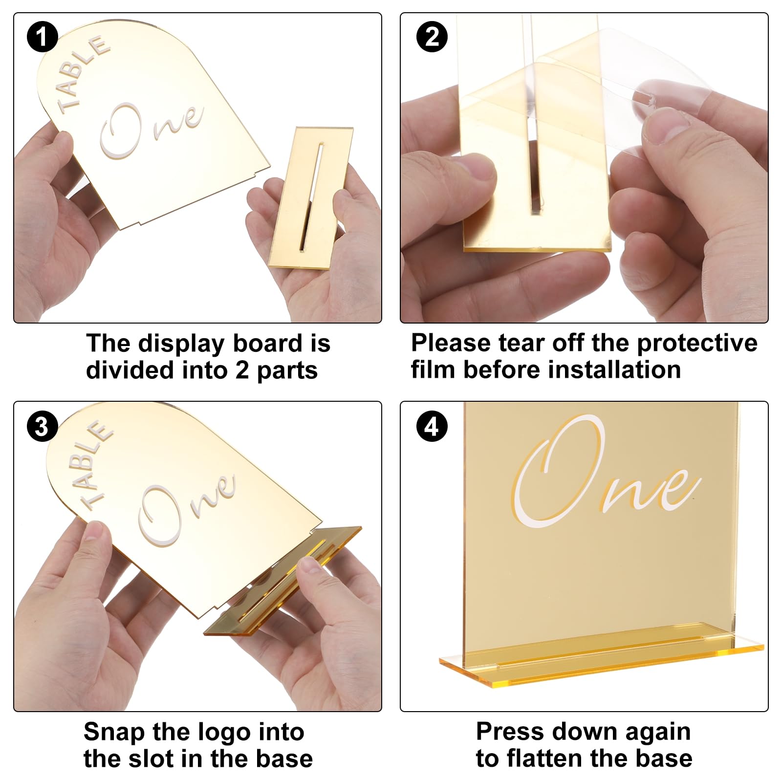 uxcell 10pcs Gold Mirrored Arch Acrylic Sign with Stand, 5 x 7 Inch Acrylic Arch Table Number Holders for Wedding Table Centerpiece Decoration (Number 1-10)