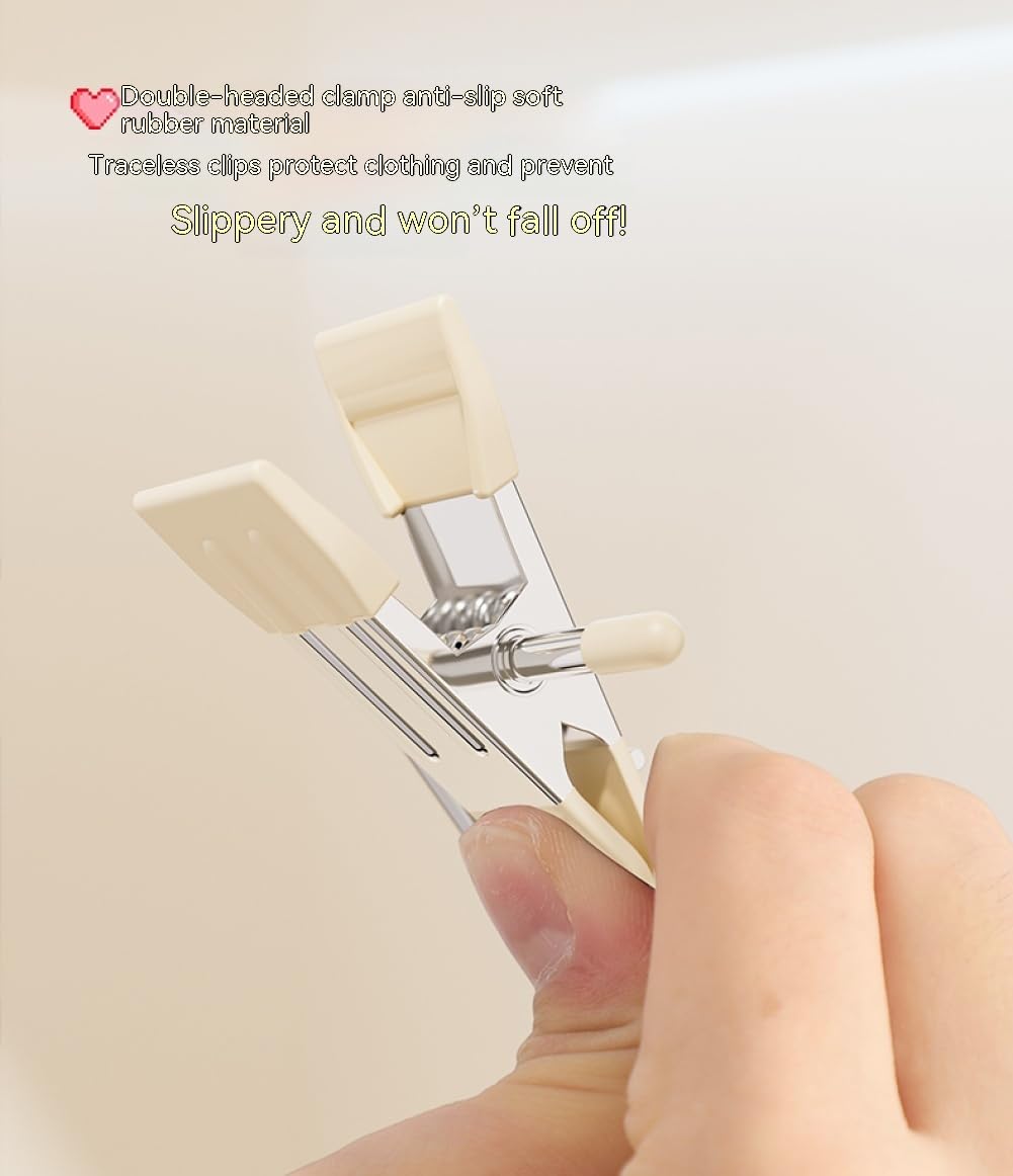 10/30/50Pcs Space-Saving Clothespin, Upgrade Double Head Clamp Dipped Hanger for Closet Hooks Garment Clip Hat Pants Storage Hanging Travel Hook (White, 10PCS)