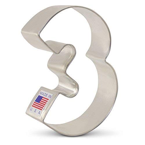 Number Three / #3 Cookie Cutter, 3.25" Made in USA by Ann Clark