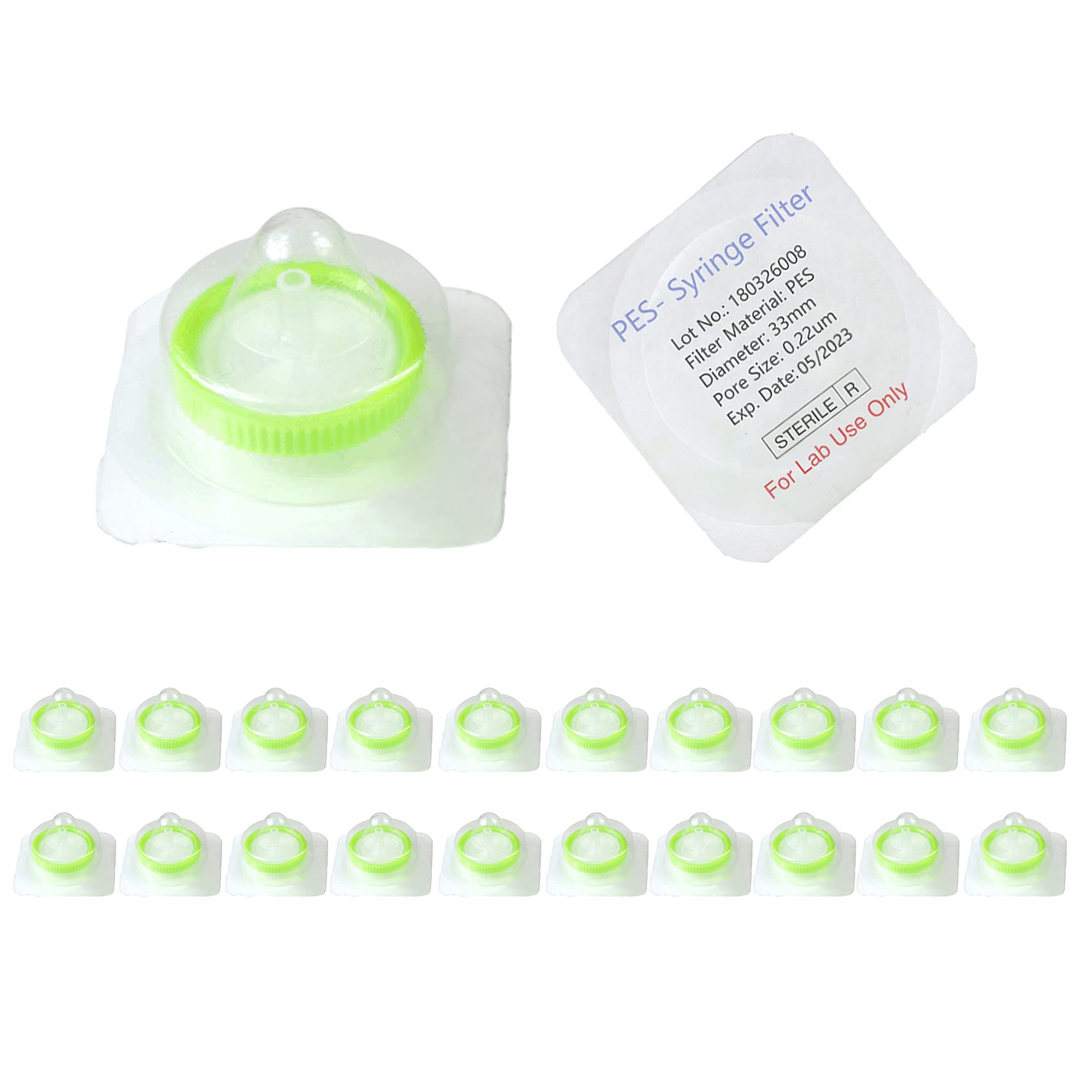 Sterile Syringe Filter PES with 20ml Plastic Syringe, luer Slip Syringe for Liquid