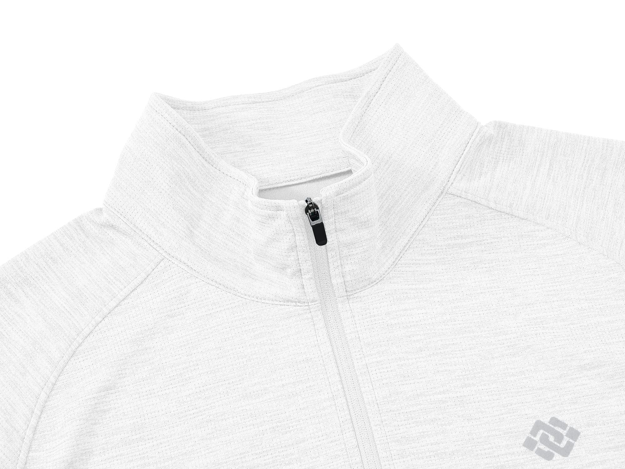 MoFiz Men's Quarter Zip Pullover Jackets for Running Cycling 4-Way Stretch Quick Dry Golf Polo Long Sleeve Activewear White 2XL