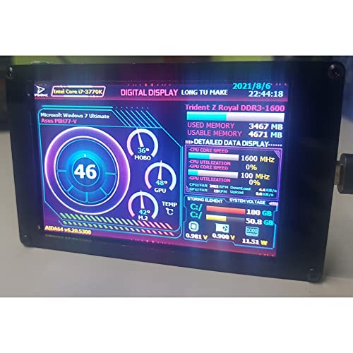 Smala 3.5 Inch IPS USB Mini Screen AIDA64 PC CPU RAM HDD Data Monitor Computer Temperature Display Type-C Sub Screen