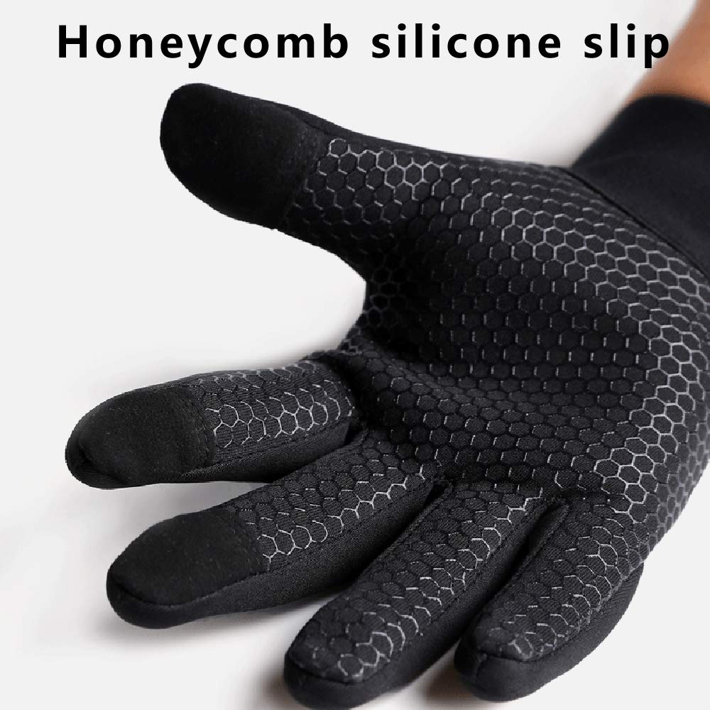KYNCILOR Winter Full Finger Non-Slip Silicone Warm Cycling Gloves, Touch Screen, Splash-Proof for Cycling, Hiking, Climbing, Running, Camping Outdoor Projects(Large)