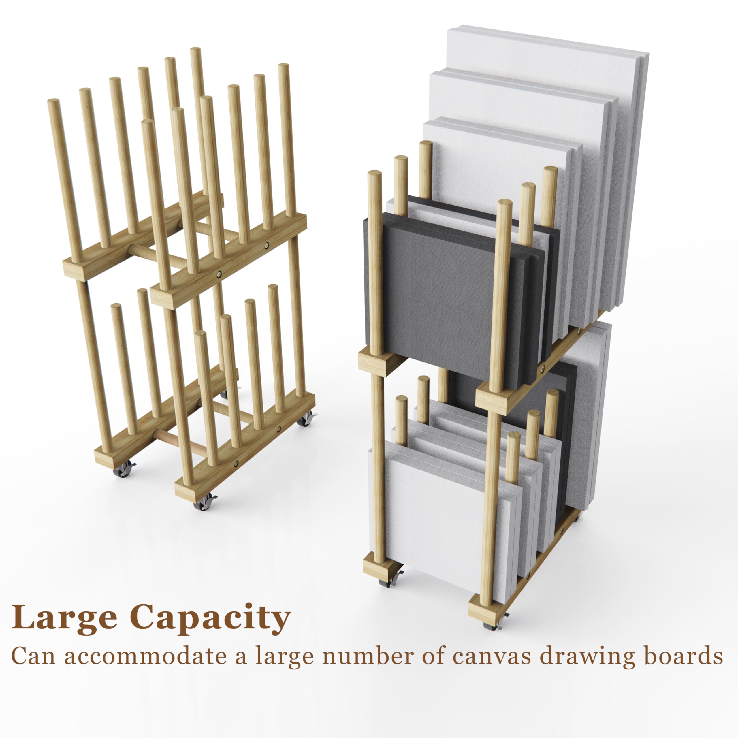 UNZERO 2 Tier Art Storage Rack, Art Drying Rack, Painting Storage Rack, Art Canvas Storage Rack for Drawing Board, Picture Frame, Panel, Paper Pad for Art Studios,Gallery (9.7''D x 15''W x 29''H)