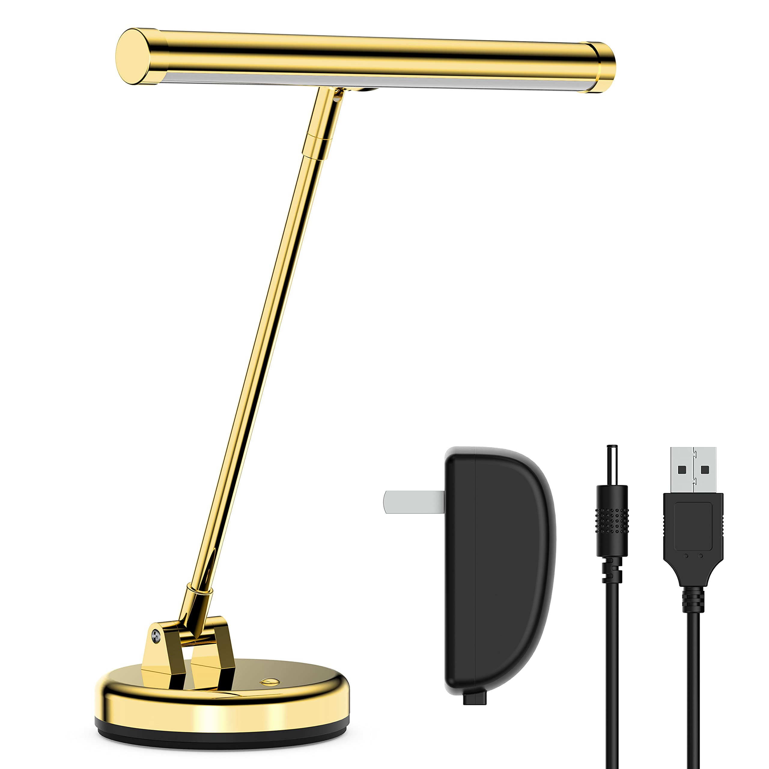 Kesito LED Piano Light, Piano Desk Lamp, Warm Light, with Plug-in Adapter, Gold (Warm Light)