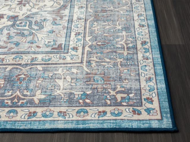 VCNY Home - Area Rug, Machine Washable, Non-Skid Mat with Traditional Medallion Printed Chenille (Era Collection, 5' 3" x 7')