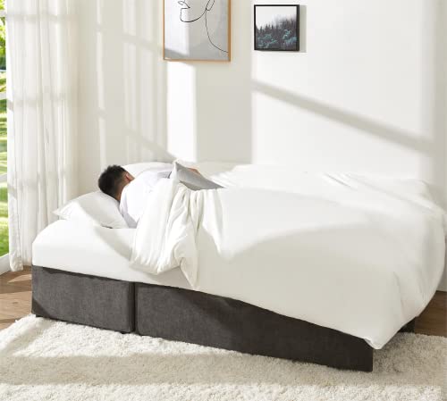 VanAcc Sofa Bed, 2 in 1 Pull Out Couch Bed with Storage Chaise for Living Room, Sofa Sleeper with Pull Out Bed, Gray Chenille Couch