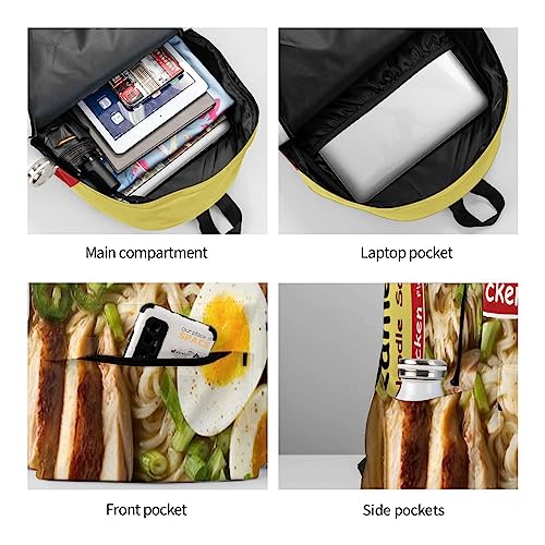 Vbcdgfg Ramen Noodle Soup Chicken Flavor Print Backpack For Adult, Lightweight Laptop Backpacks