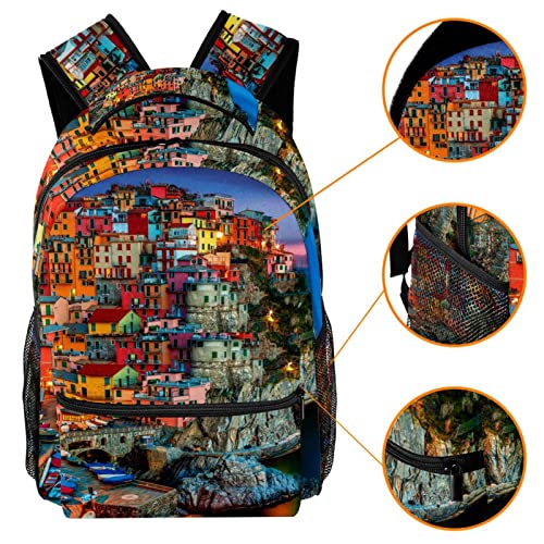 VBFOFBV Travel Backpack, Laptop Backpack for Women Men, Fashion Backpack, Cinqueterre Landscape
