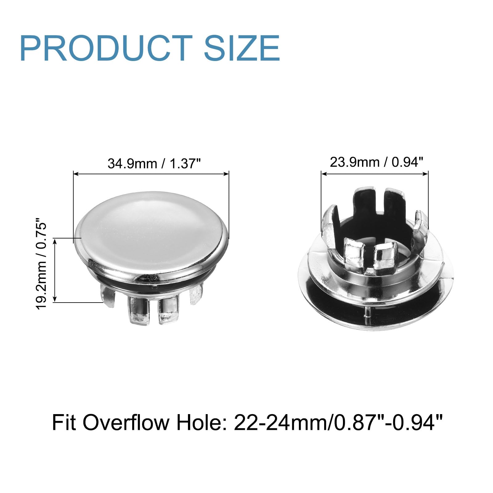 uxcell 8pcs Sink Overflow Rings, Bathroom Kitchen Basin Trim Bath Sink Hole Round Double Layer Plastic Overflow Drain Cover Insert in Hole (Silver Tone)