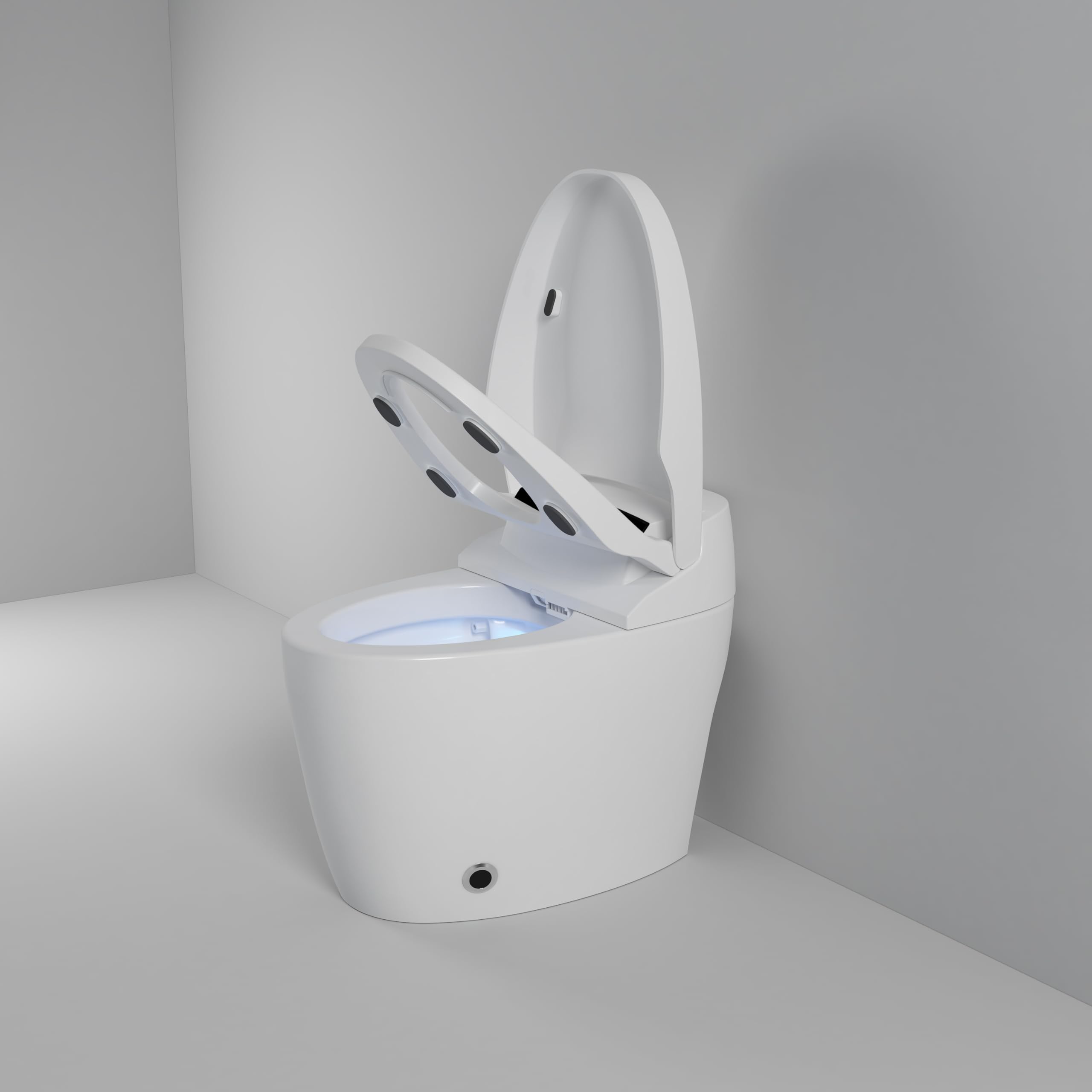 Smart Toilet with Built-In Bidet, Auto Open and Close Lid, Heated Seat, One-Piece Modern Toilet with Voice Control and Foam Shield