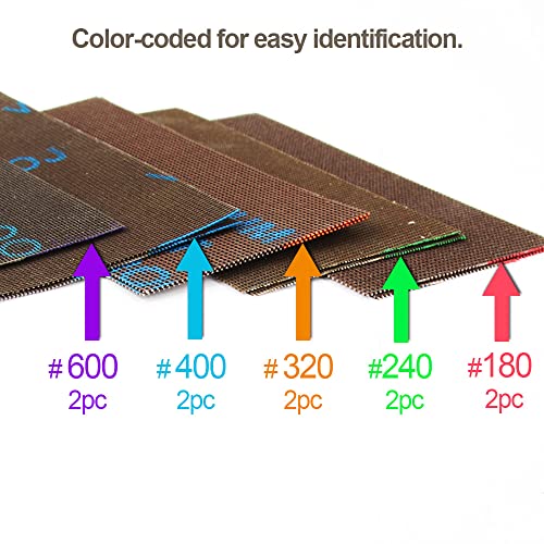 O'SKOOL Mesh Sanding Sheet 180, 240, 320, 400, and 600 Grit (Provided in a 10 Sheet Pack) Dust Free Mesh Abrasive Sandpaper
