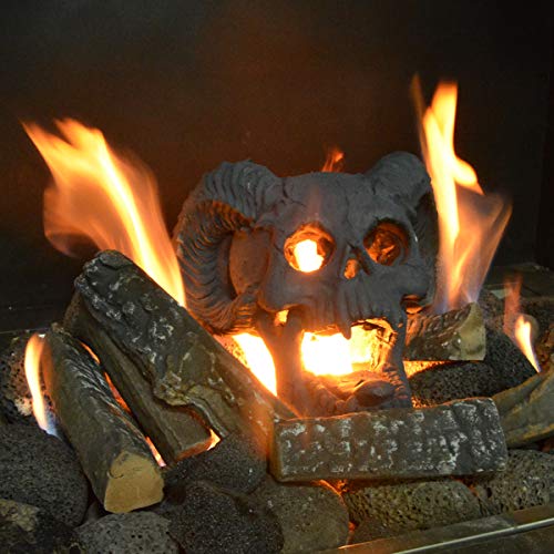 Stanbroil Demon Fireproof Fire Pit Fireplace Skull Gas Log for Ventless & Vent Free, Propane, Gel, Ethanol, Electric, Outdoor Fireplace and Fire Pit, Halloween Decor - Patent Pending
