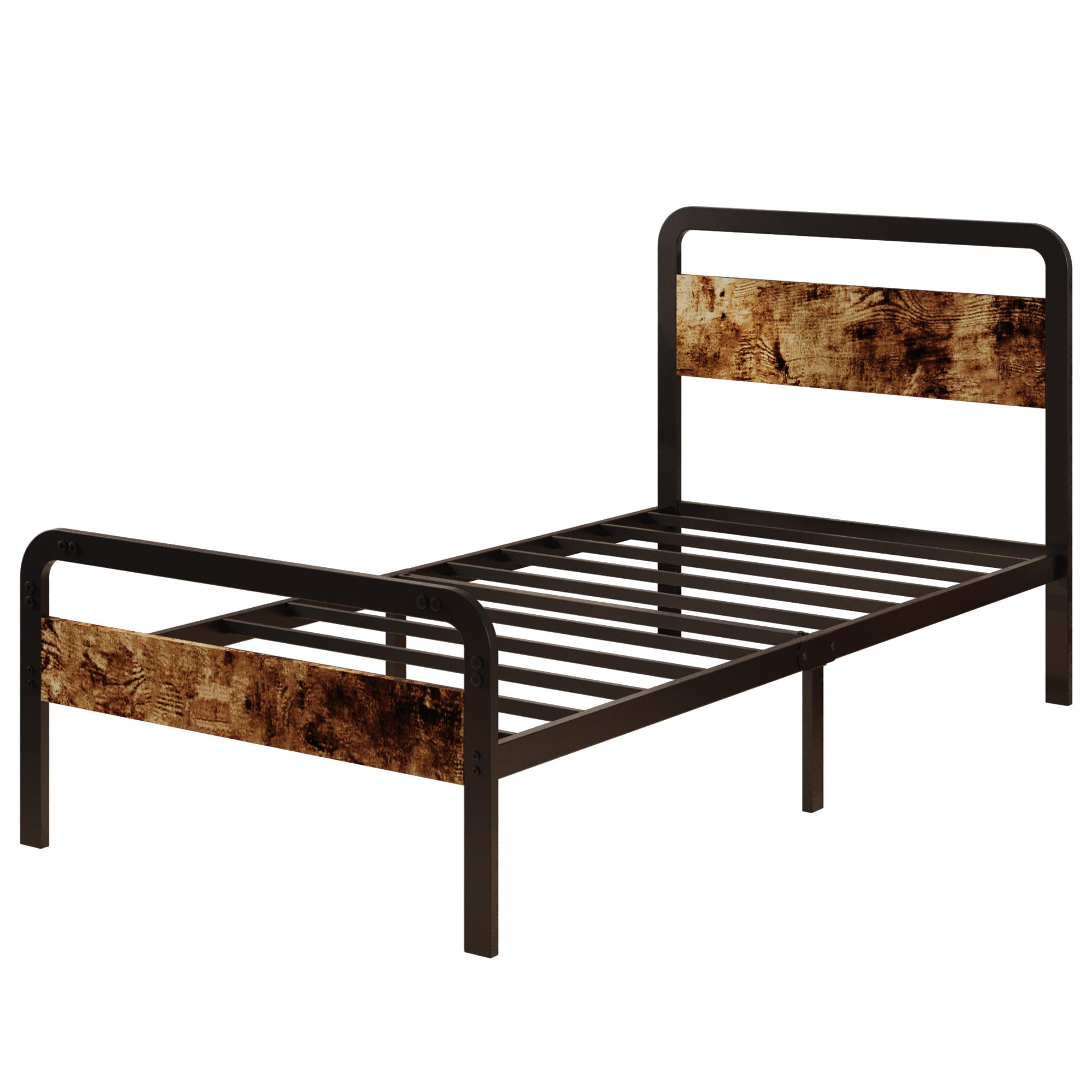Upcanso 12 Inch Twin XL Bed Frame with Wood Headboard and Footboard, Platform Twin XL Bed Frames No Box Spring Needed with Heavy Duty Slats for Kids, Easy Assembly