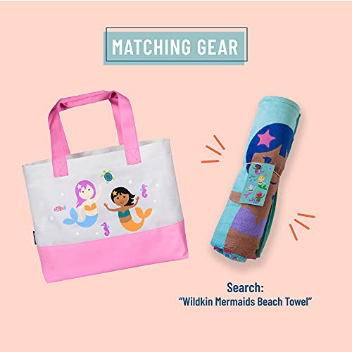 Wildkin Tote Bag for Kids & Adults, Measures 19.5 x 13 x 4.5, Polyester Fabric Travel Tote Bags, Features Two Durable Carrying Handles with Moisture-Resistant Interior Lining (Mermaids)