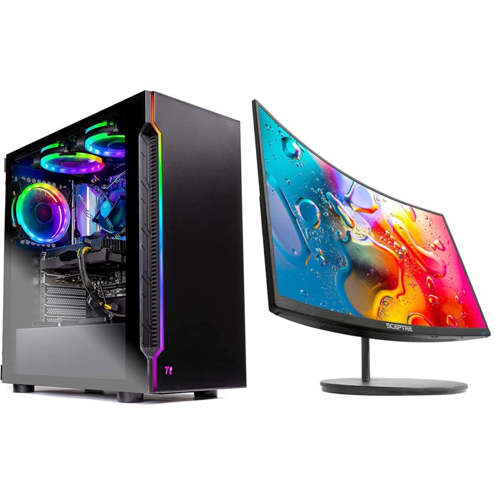 Skytech Gaming Shadow Gaming PC Desktop with Sceptre 27" Curved FHD 1080p Monitor