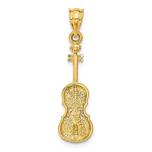 IceCarats 14K Yellow Gold Violin Necklace Charm Pendant Only
