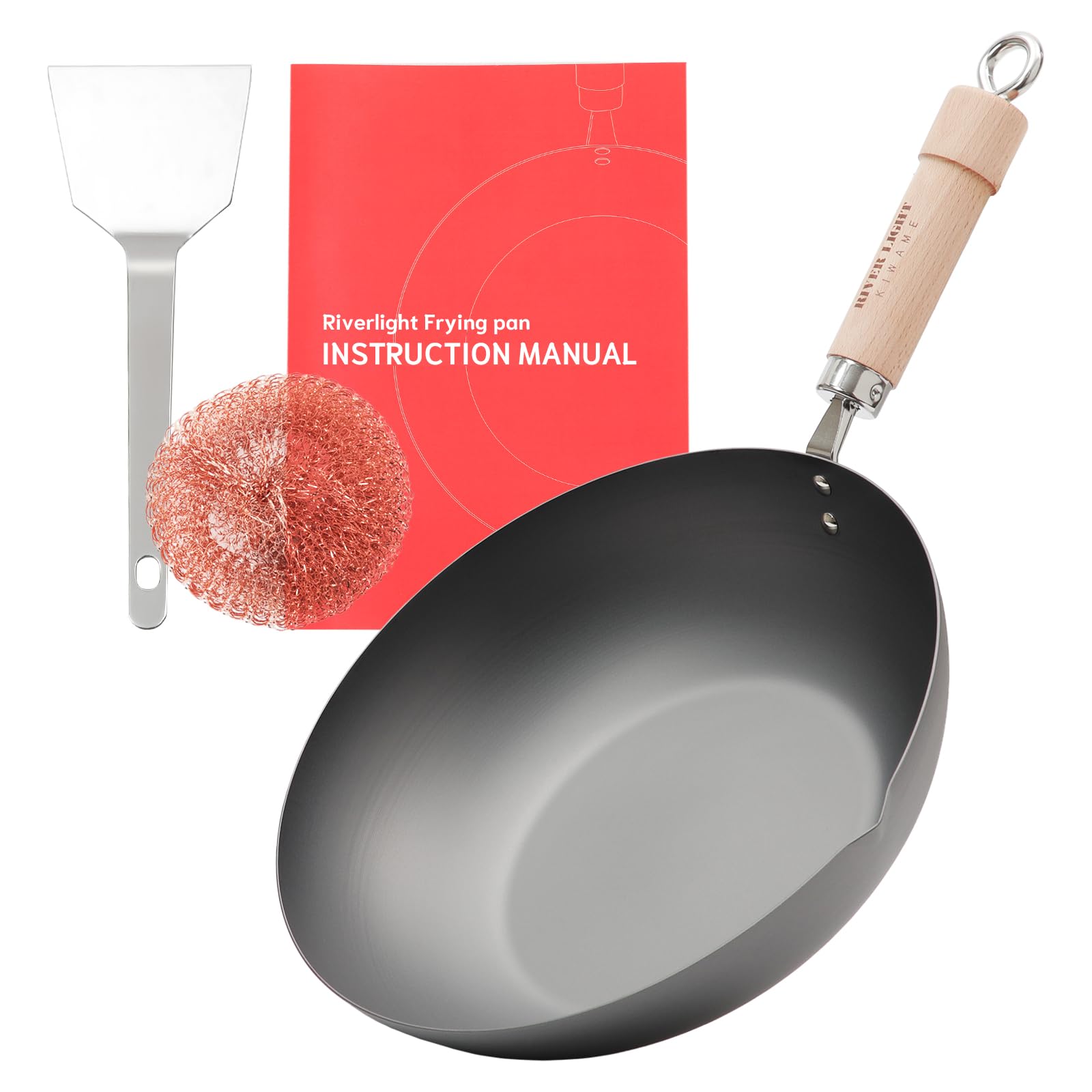 鐵兎堂 Iron Frying Pan Starter Set TETTODO KIWAME series Made in Japan (Wok pan 11.8 inches (30 cm))