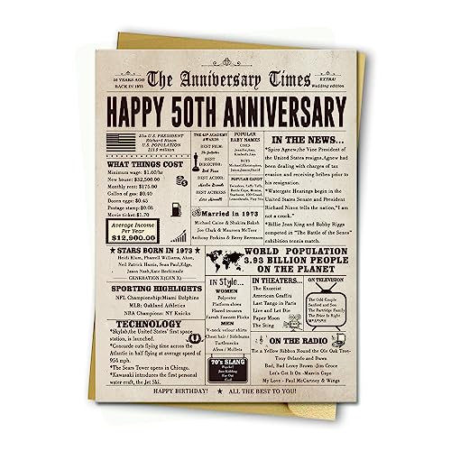 VvOoOvV Happy 50th Anniversary Cards Gifts for Mom Dad, Funny 50th Anniversary Birthday Decorations for Men Women, Large 50th Wedding Anniversary Card for Him Her