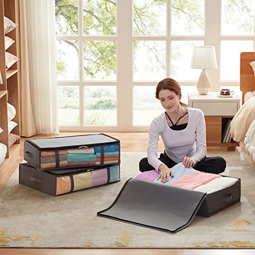 Lifewit Under Bed Storage Containers 6 Pack, Foldable Clothing Storage Bags with Front Clear Window, Closet Organizers and Storage for Towels, Clothes, Blankets, Grey