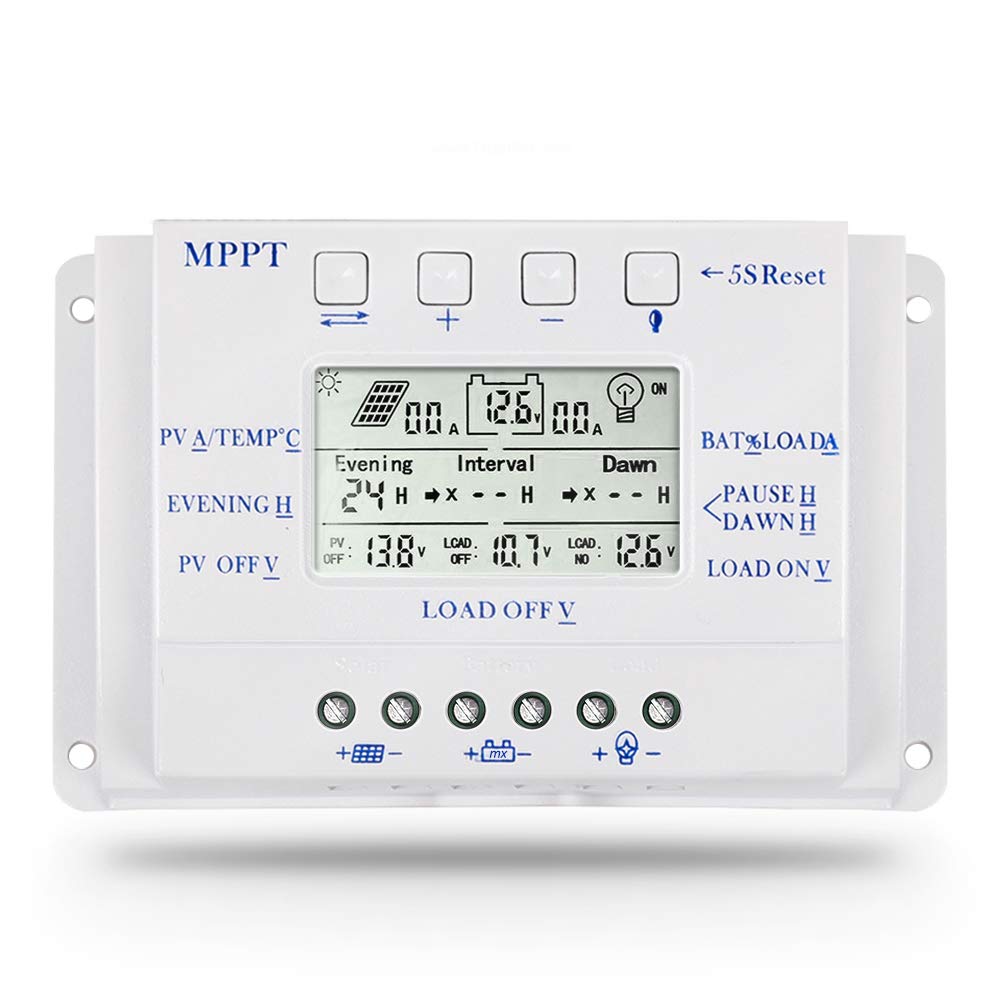 iSunergy Solar Charge Controller 30A Intelligent Solar Panel Battery Voltage Charge Regulator 12V/24V Auto Work with LCD Display for Off Grid Battery Charging