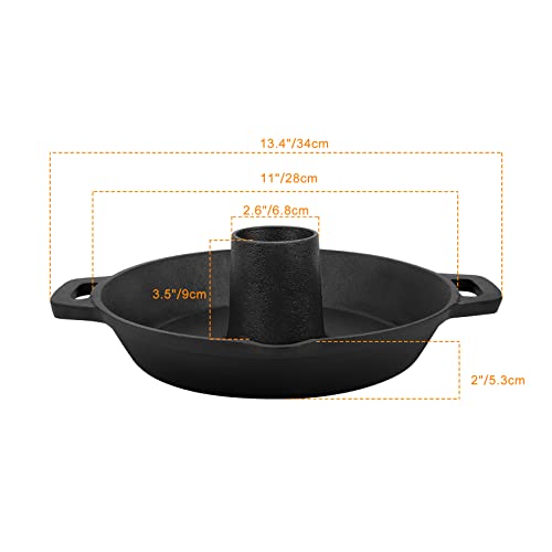 Onlyfire Universal Cast Iron Chicken Roaster, Pre-Seasoned Poultry Roaster Beer Can Turkey Holder with Roasting Pan for Most Grills and Oven