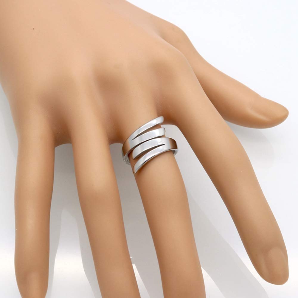Jude Jewelers Stainless Steel Angel Wing Style Statement Anniversary Ring (Silver, 9)