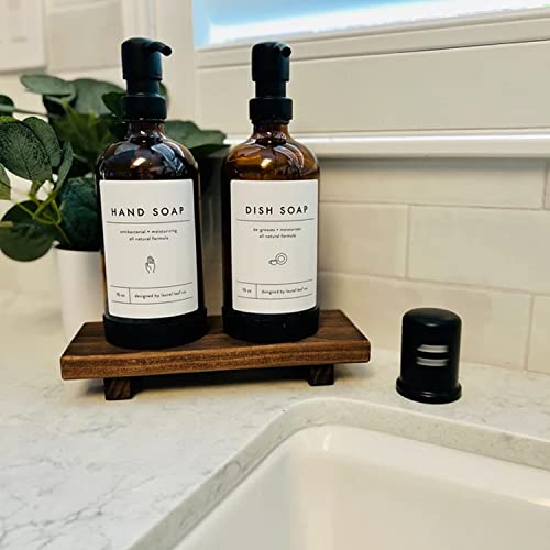 Wood Pedestal Soap Stand, Farmhouse Wood Riser, Soap Dish Holder Decor for Bathroom Kitchen, Soap Tray, Rustic Candle Plant Holder, Counter Decor, Display Rectangular Decorative (Antique Walnut)