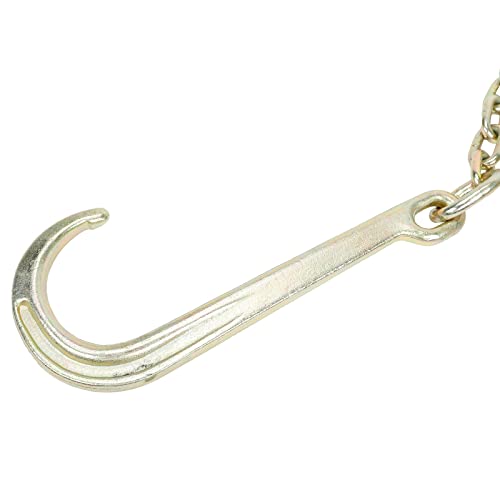 TYFYB 2 PCS Grade 70 Tie Down Binder Chain 5/16 Inch x 6 Feets Transport Tow Chain 15" J Hook Long Shank w/R T J Grab Hook Yellow Zinc,18,800 lbs Safe Working Load