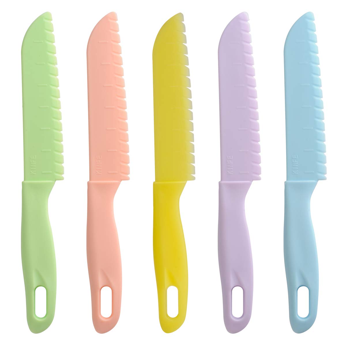 ONUPGO Knives for Kids 10 Pieces Plastic Kitchen Baking Knife Set, Montessori Kitchen Tools for Toddlers-Kids Cooking Sets, Real Kids Safe Cooking Knives in 10 Colors
