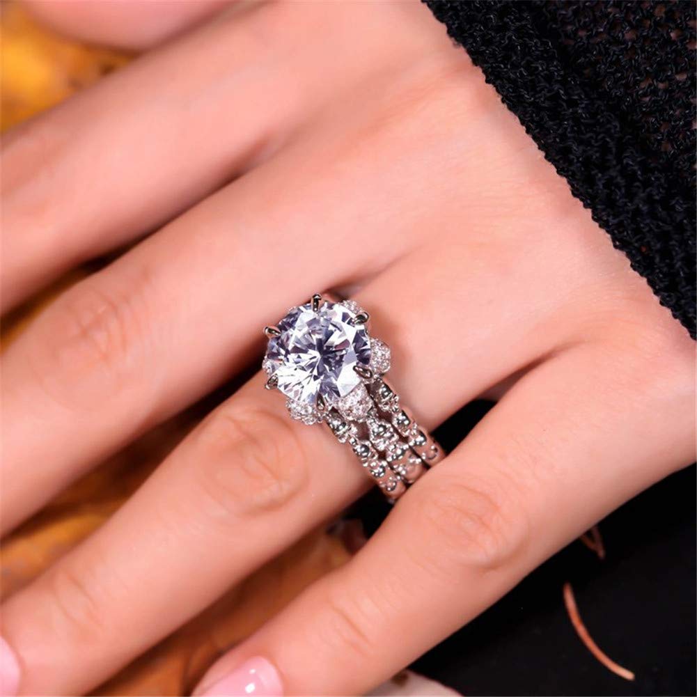 Jeulia 8.4 Carat Interchangeable Wedding Ring Set 925 Sterling Silver Round Cut Engagement Rings Cubic Zirconia Solitaire Promise Bridal Rings Anniversary Promise with Jewelry Gift Box (7)