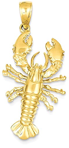 IceCarats 14K Yellow Gold Lobster Necklace Charm Pendant 36mm x 14mm Only