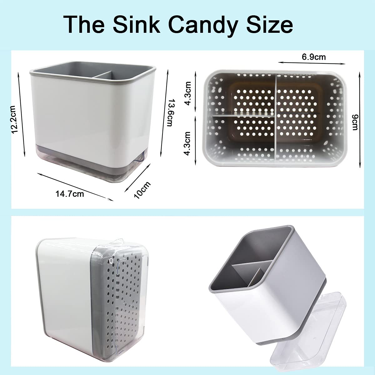 KTATA Sponge Dish Brush Holder for Kitchen Sink Caddy Organizer Double Layer Cutlery Drain Rack Kitchen Sink Caddy Desktop Storage Sink Accessories