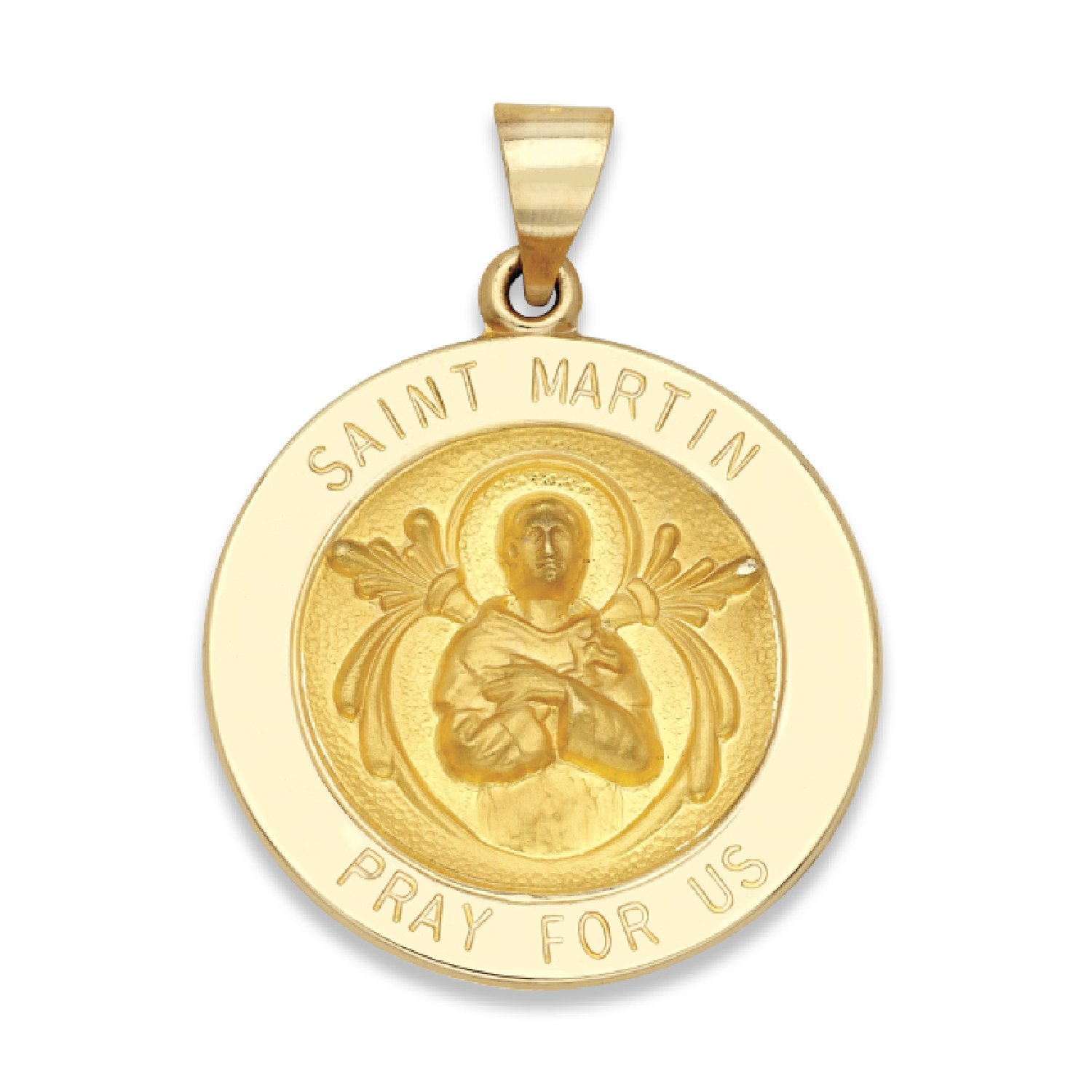ITI Findings Genuine 14K Yellow Gold Round Saint Martin de Porres Medal (7/8")
