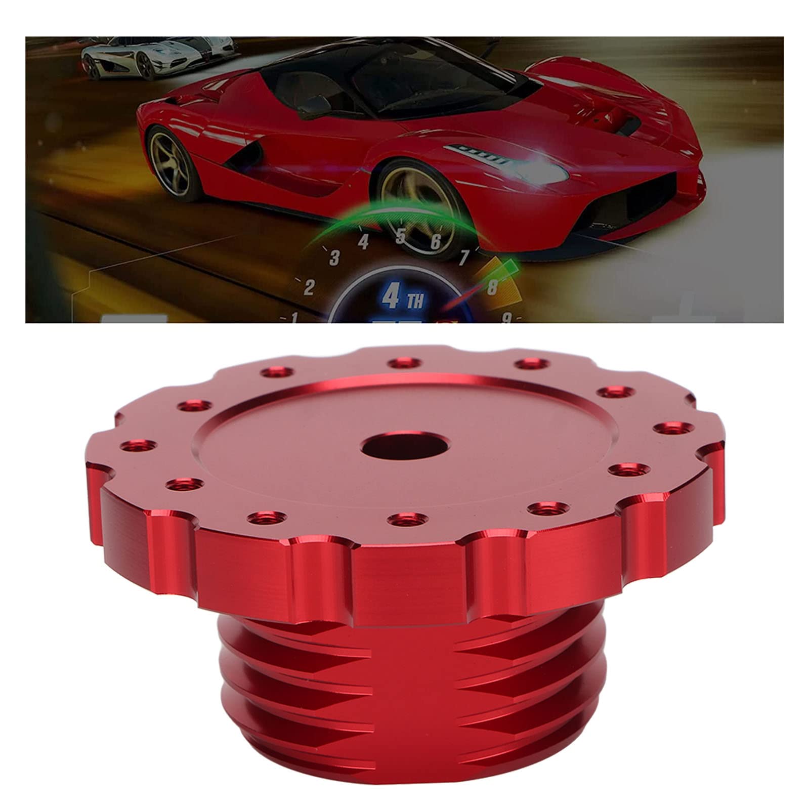 Racing Car Gaming Steering Wheel Adapter, High Accuracy Sim Racing Professional Gaming Steering Wheel Adapter, Machined for Game Accessories (Red)
