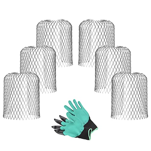 HQZ 6 Pack Gutter Guards & Gloves Set, Stainless Steel Gutter Leaf Guards Gutter Strainer, Leaf Filter Gutter Protection for Stopping Blockage Leaves and Debris(4 inch)