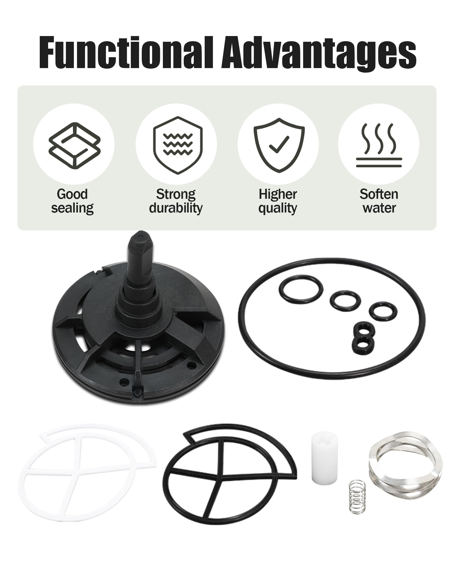 Upgraded Water Softener Standard Valve Rotor and Seal Kit 7238468 Fit for Whirlpool, Kenmore, EcoPure, GE, Morton, NorthStar