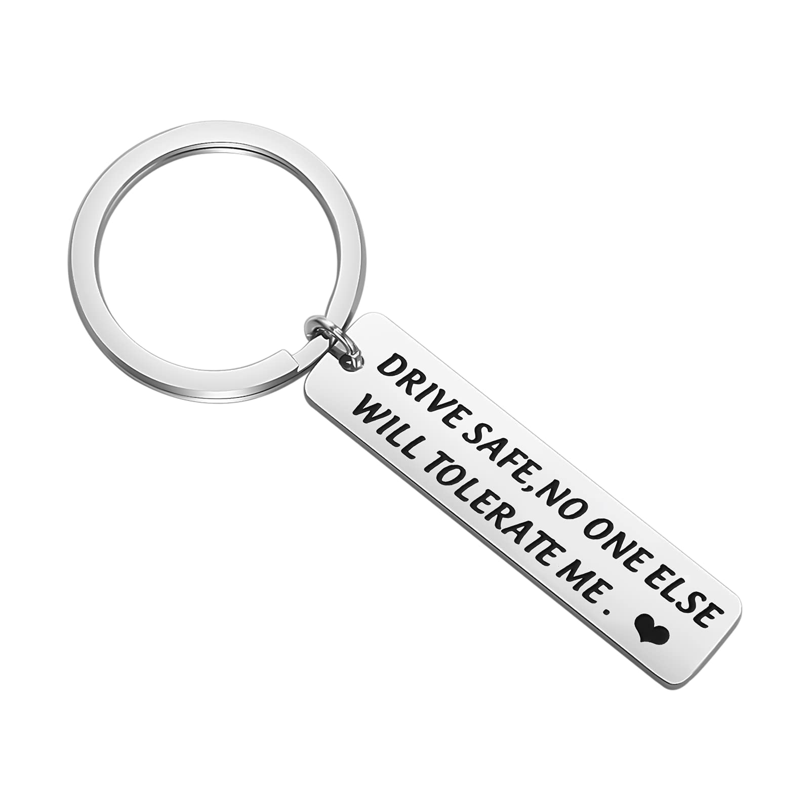 KUIYAI Drive Safe Gift New Driver Gift Drive Safe No One Else Will Tolerate Me Keychain Be Safe Gift Trucker Gift Gift for Dad Husband Friends (drive tolerateK)