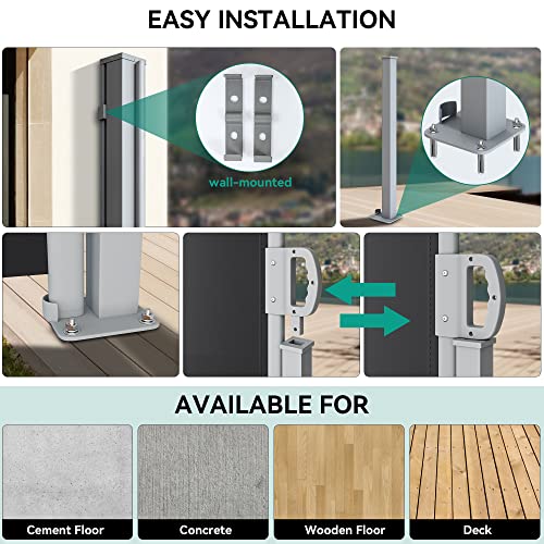 YITAHOME 118''X 78'' Retractable Side Awning Folding Privacy Screen Privacy Fence Waterproof UV-Resistant Privacy Awning Outdoor for Garden, Deck, Patio, Pools, Balcony, Gray