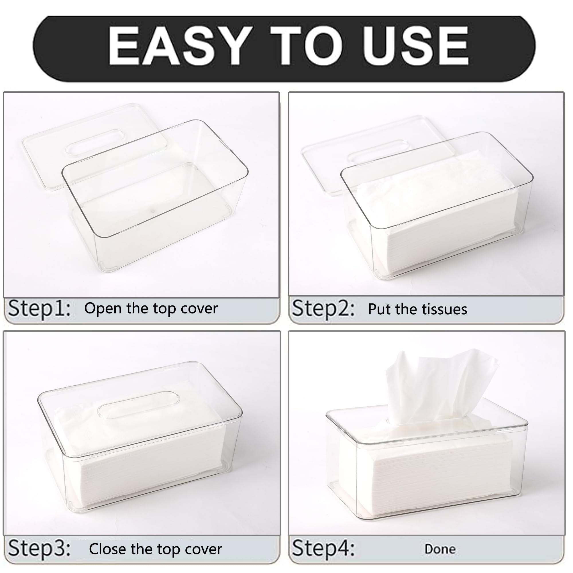 Yureshmull Dryer Sheet Holder, Dryer Sheet Container for Laundry Room, Clear Wipes Dispenser Holder Rectangle for Car, Office, and Home, Easy Refill Holds Standard Sheets