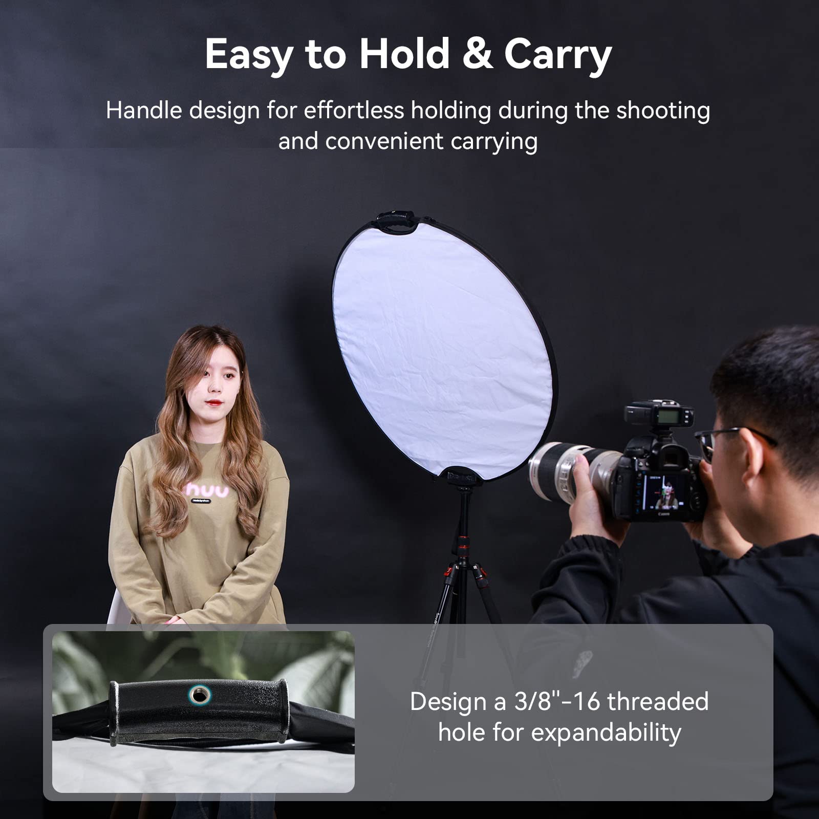 SmallRig 32" (80cm) Photography Reflector with Handle 5-in-1 Collapsible Circular Light Reflector, Translucent, Silver, Gold, White and Black, with Carrying Bag - 4129