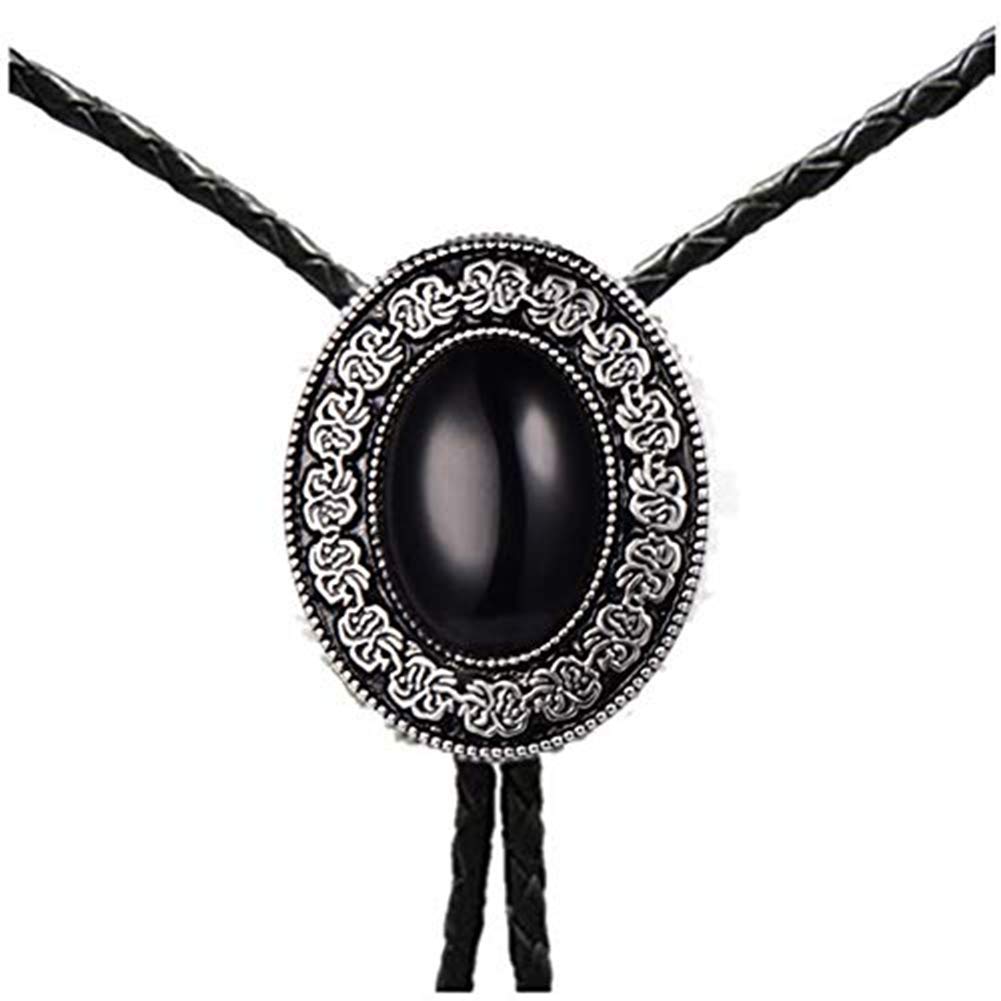 HUABOLA CALYN Bolo tie, Handmade Round Shape Western Cowboy Bola tie black