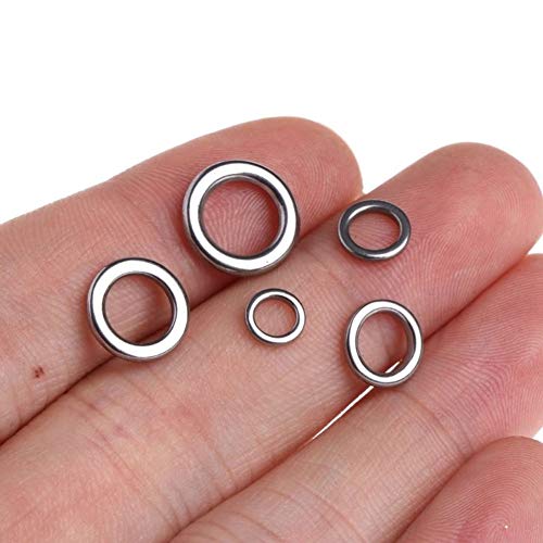 kaaka 50Pcs Fishing Solid Stainless Steel Snap Split O-Ring Inner Diameter 4/4.8/6/7/8mm Lure Fishing Tackle Connected Accessory M