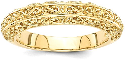 IceCarats 14K Yellow Gold 3mm Antique Filigree Wedding Band Ring Size 6